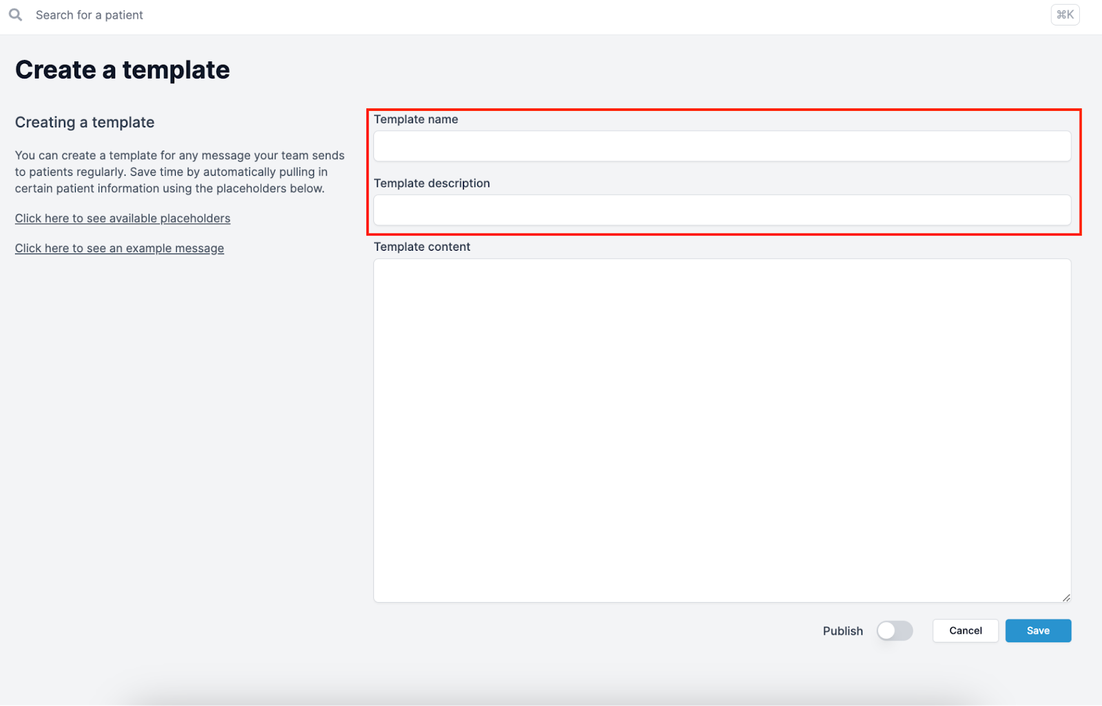 How to create a message template – Ultramed Clinicians
